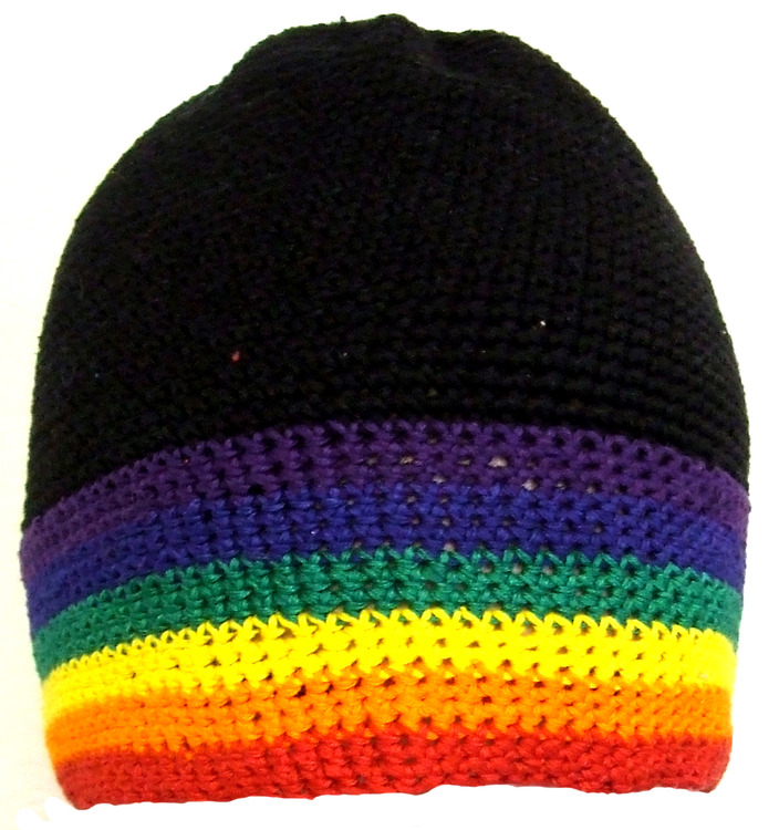 Rainbow Black Top Crochet Winter Cap – LGBT Gay and Lesbian Pride Hat ...